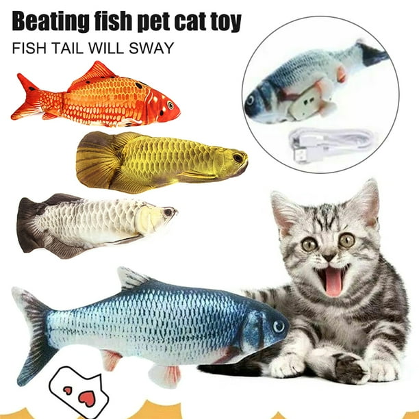 IKemiter Cat Wagging Fish Electric Realistic Plush Interactivity Fish ...
