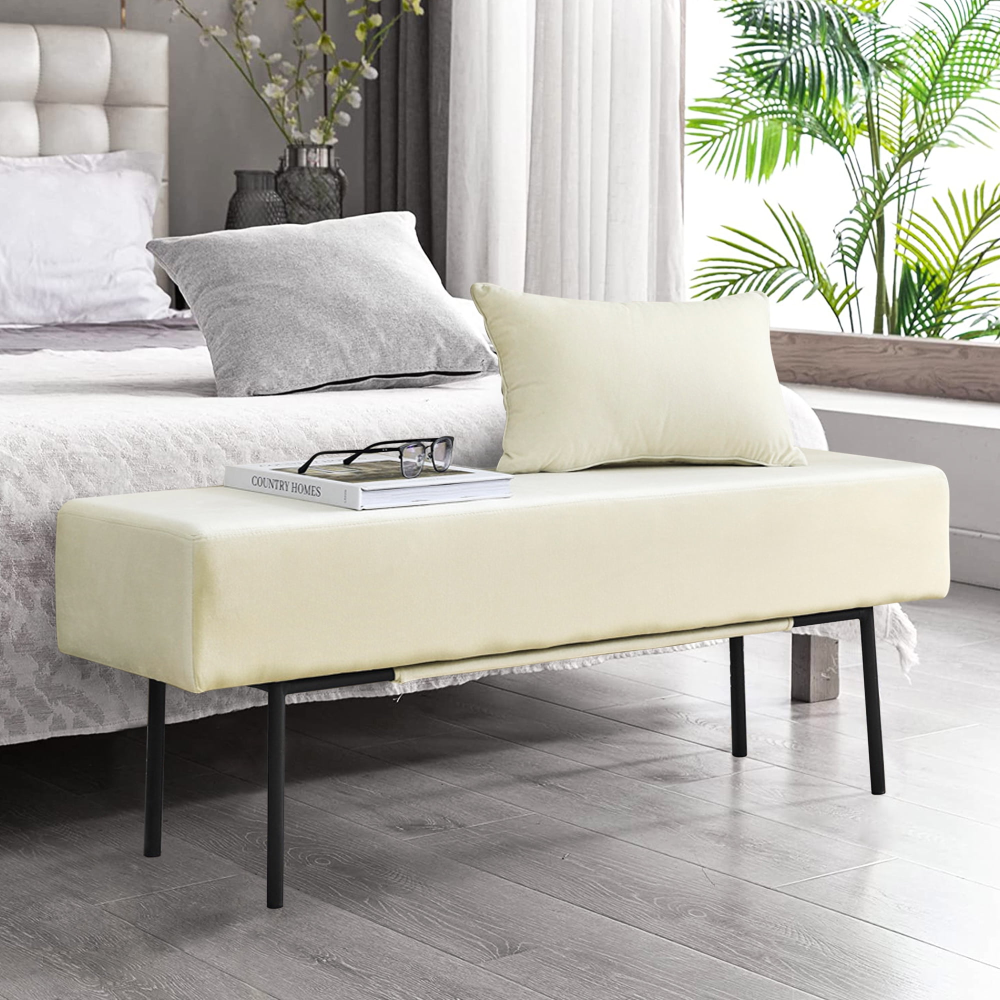 Sesslife Contemporary Bedroom Bench, Upholstered Bench for End of Bed ...