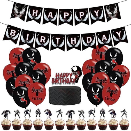 Venom Themed Birthday Party Banners Balloons Cake Toppers Decoration ...