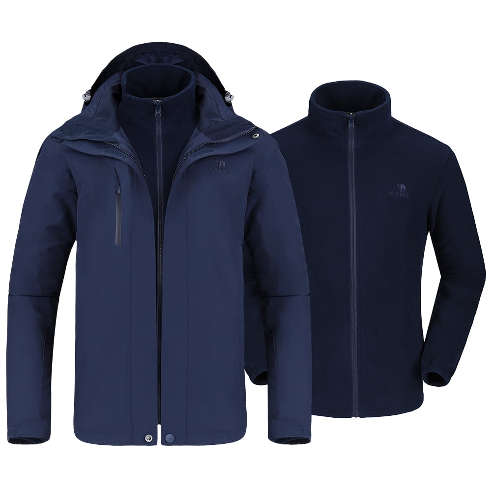 CAMEL Outdoor Jacket Men Winter Ski Jacket Windbreaker 3 in1 Hooded ...