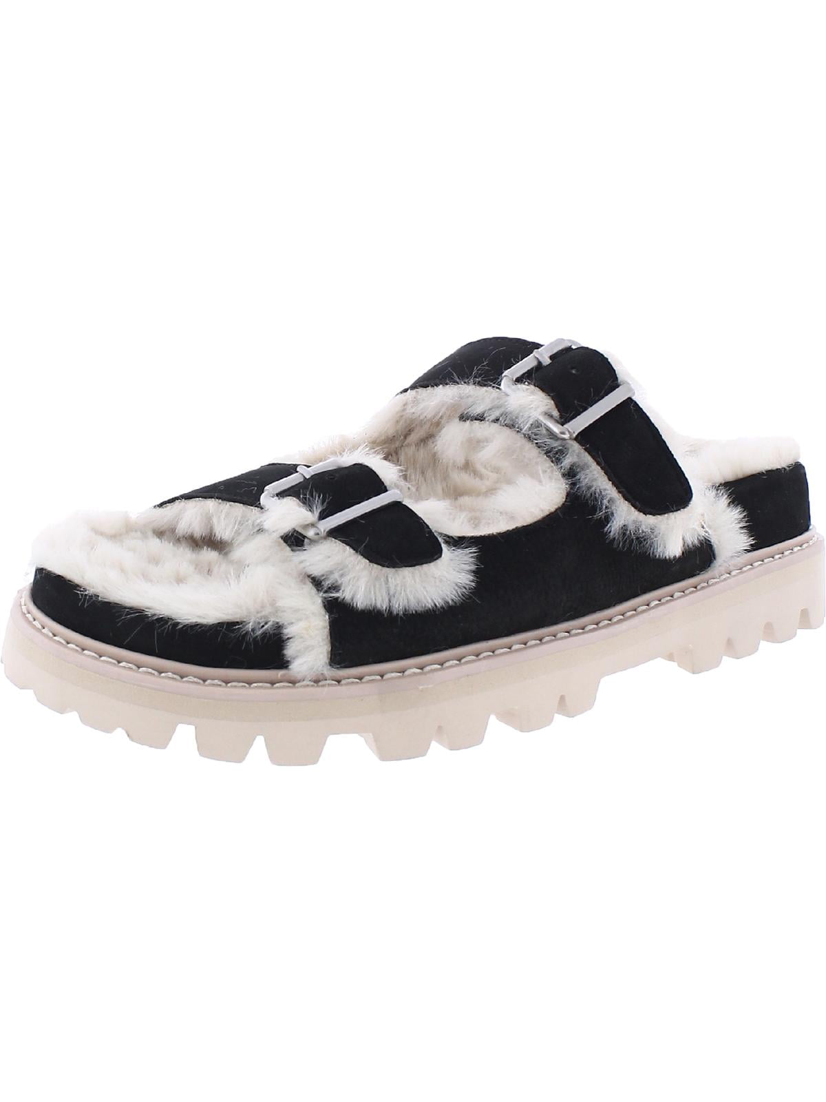 Dolce Vita Womens Neelo Faux Fur Slip On Platform Sandals Black 9 ...