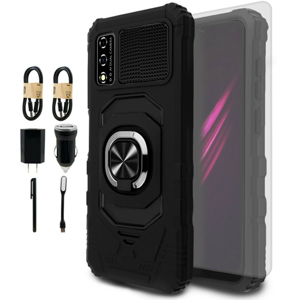 Value Pack + for Revvl V 4G 2021 Ring Hybrid Phone Case Magnet Mount ...