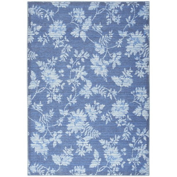 Waverly Machine Washable Floral Boho Blue Area Rug, 5' x 7' - Walmart.com