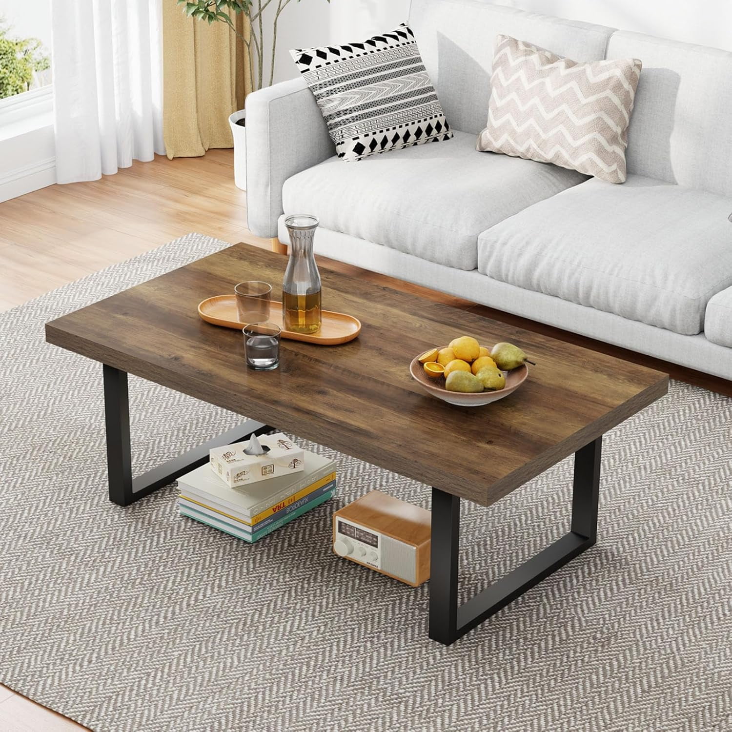 Click here for Nobrand Rustic Coffee Table  Wood And Metal Simple... prices