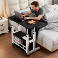 12 Colors Portable Adjustable Rolling Side Table with Storage Rack ...