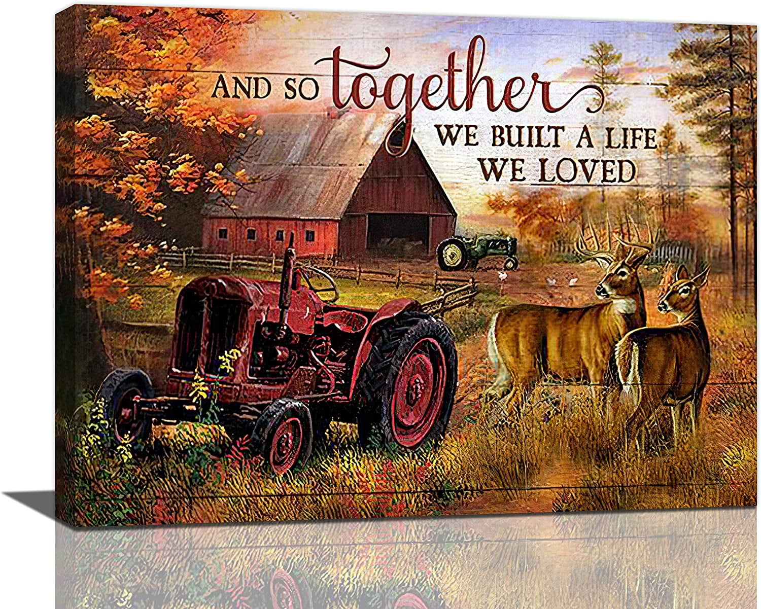 Farmhouse Deer Wall Art Country Truck Old Barn Wall Decor Rustic Barn ...