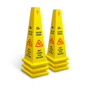 8-Pack Caution Wet Floor Sign,17.5" Height,Bright Yellow Double-Sided ...