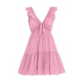Dresses for Women V Neck Ruffle Shoulder Dresses Low Cut Bow Front ...