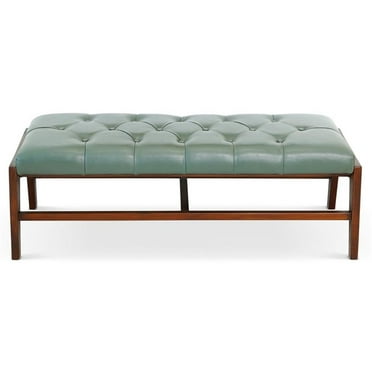 Graceland Mid-Century Modern Upholstered Leather Bench in Tan - Walmart.com