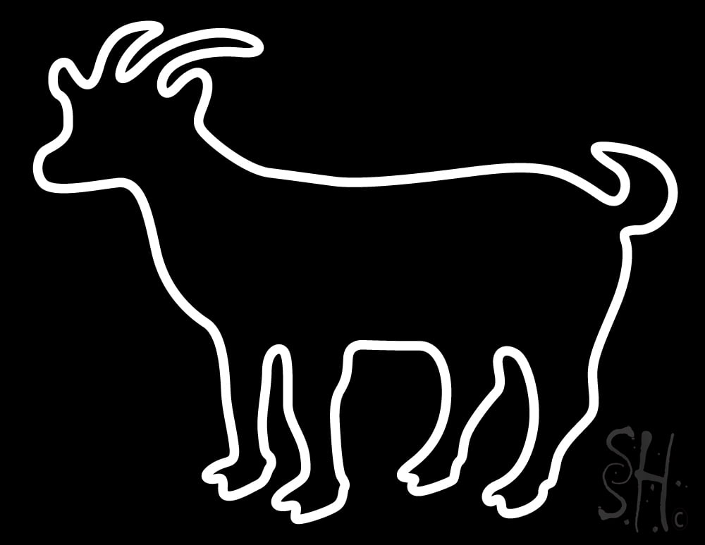 Goat LED Neon Sign 24" Tall x 31" Wide - inches Black Square Cut ...