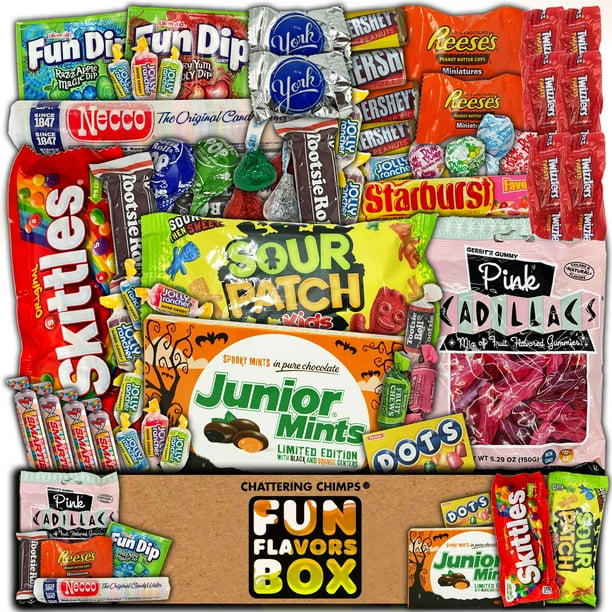 Fun Flavors Box Vintage Candy Retro Nostalgia Snack Care Package - 60 ...