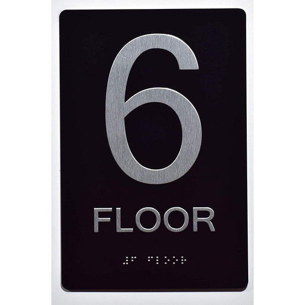 Floor Number Sign -6TH Floor Sign(Aluminium, Black/Silver,Size 6x9) The ...