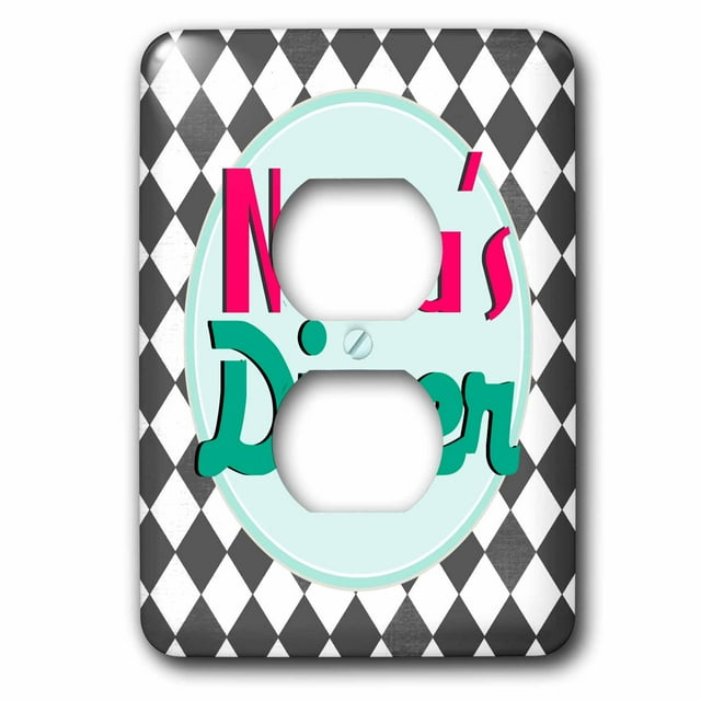 3dRose Nanas Diner sign on black - Retro hot pink turquoise teal blue ...