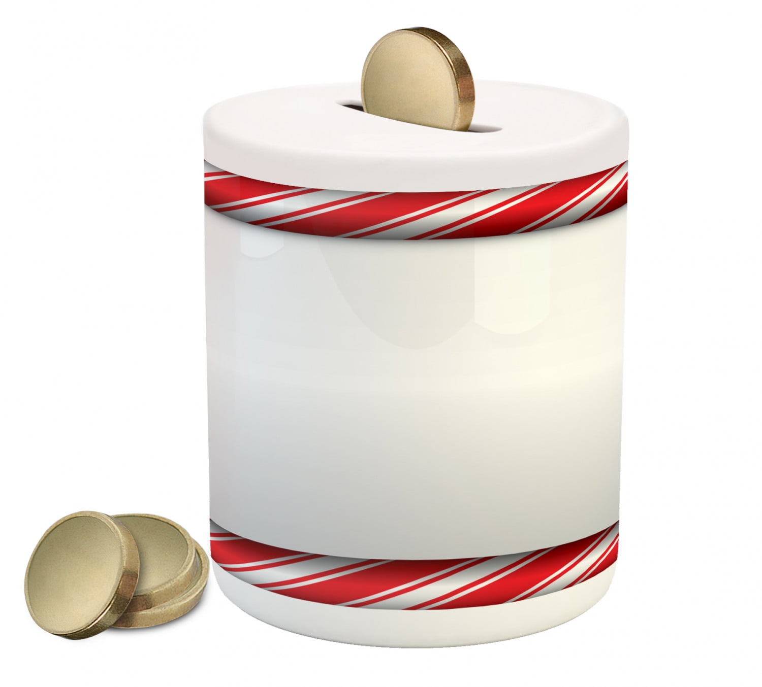 Candy Cane Piggy Bank, Horizontal Borders Frame with Red and White ...