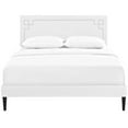 Ruthie Queen Vinyl Platform Bed with Squared Tapered Legs White ...