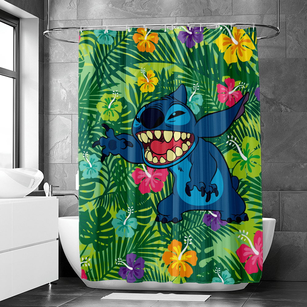 Lilo And Stitch Waterproof Fabric Bathroom Shower Curtain Lilo And Stitch