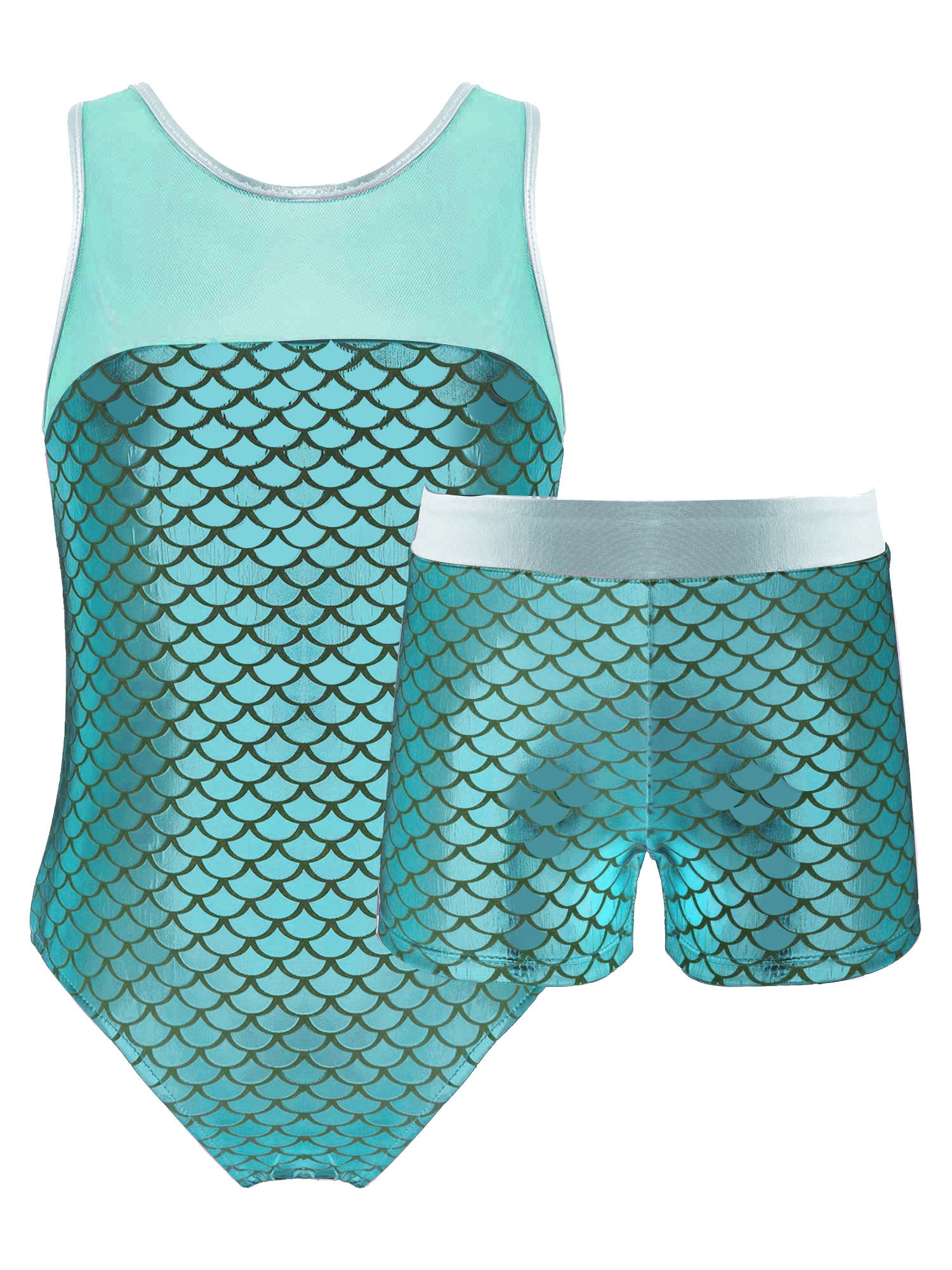 Aislor Kids Girls Sport Gymnastic Dancewear Outfit Mermaid Scales Dance ...