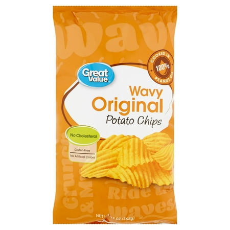 Great Value Wavy Original Potato Chips, 13 oz - Walmart.com