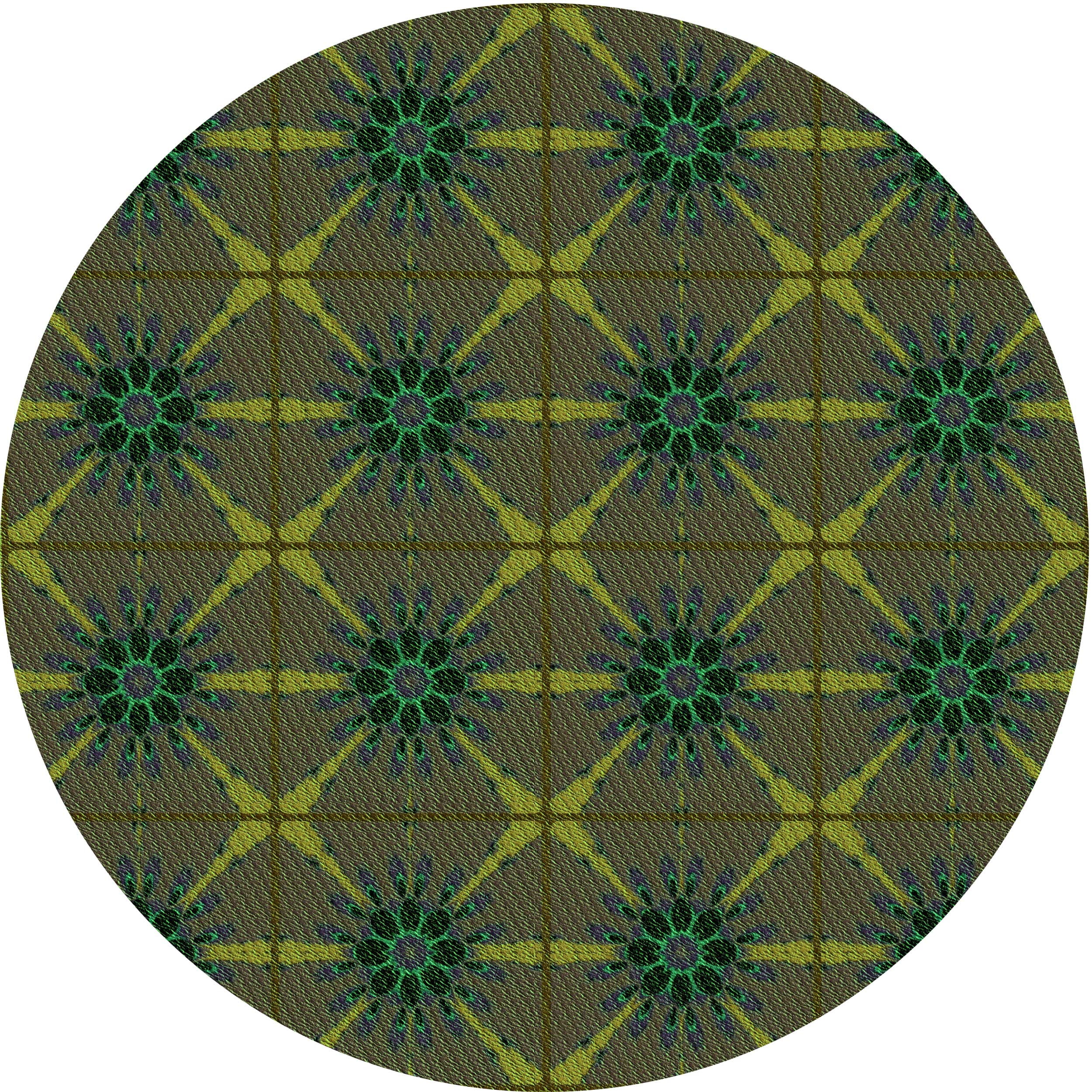 Ahgly Company Indoor Round Patterned Dark Forest Green Area Rugs, 5 ...