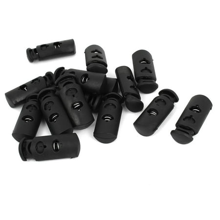Black Plastic Double Hole Toggle Spring Loaded Cord Locks Fastener ...