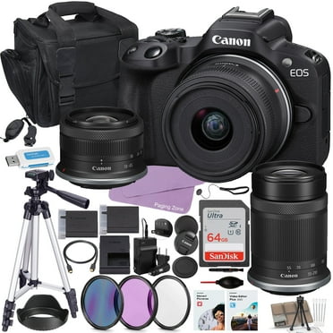 Canon EOS R50 Mirrorless Camera Bundle: 18-45mm & 55-210mm Lens, 128GB ...