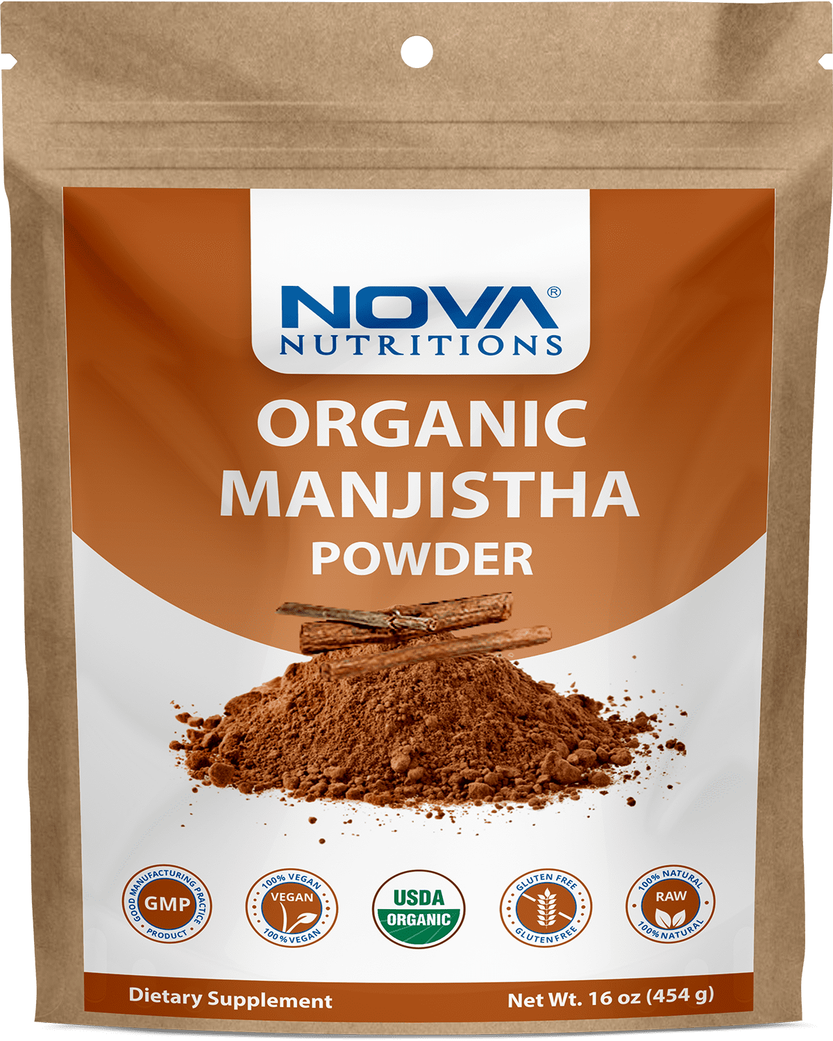 Nova Nutritions Certified Organic Manjistha Powder 16 OZ (454 gm ...