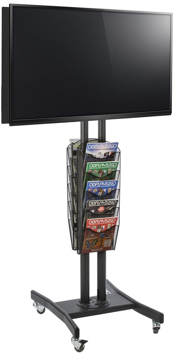 Double Sided TV Stand for Two HDTVs 32" to 65", with 2 Mesh Magazine ...