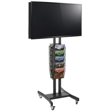 Double Sided Dual TV Stand with Shelf, 32" to 65" HDTV Screens, Rolling ...