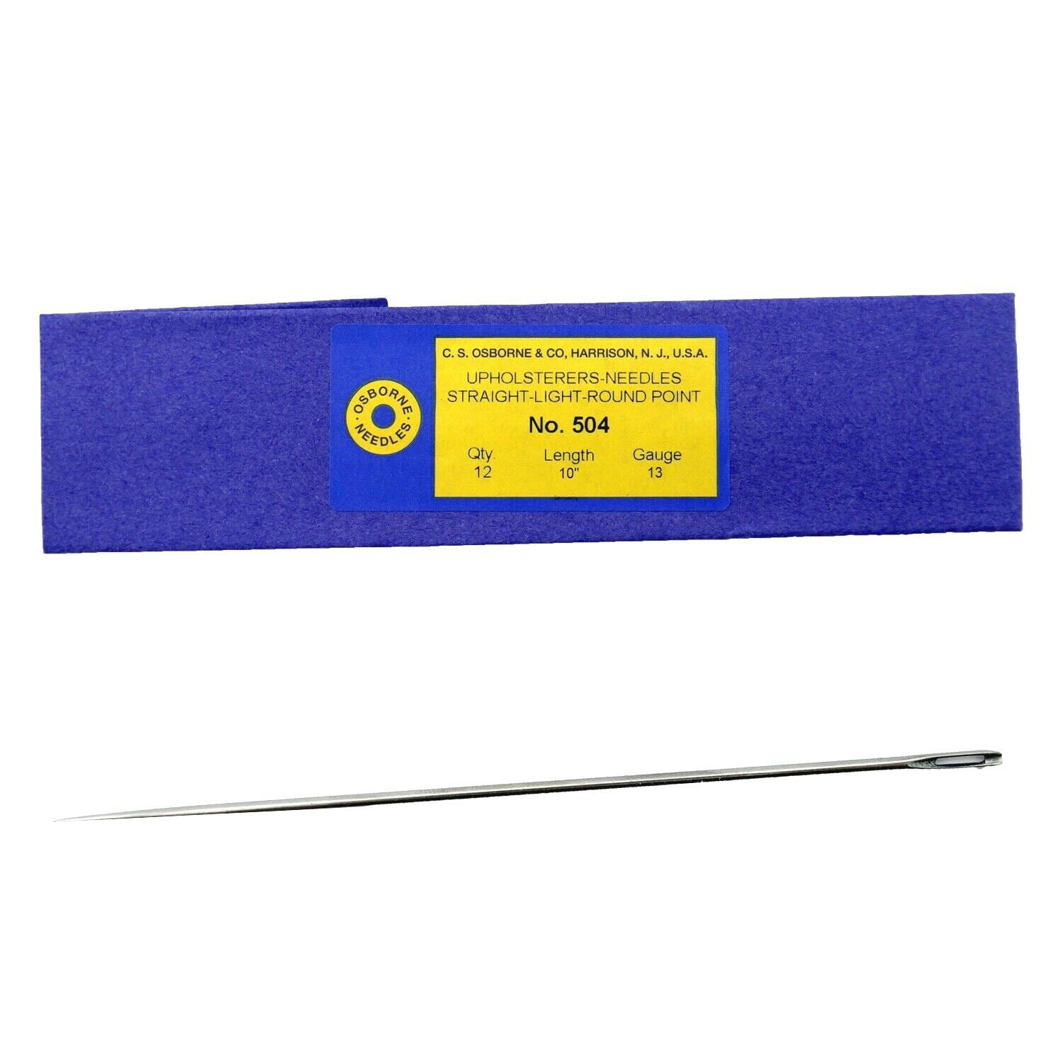 C.S. Osborne 12 Pk. Straight Single Round Point Needle #504, 10" Long ...