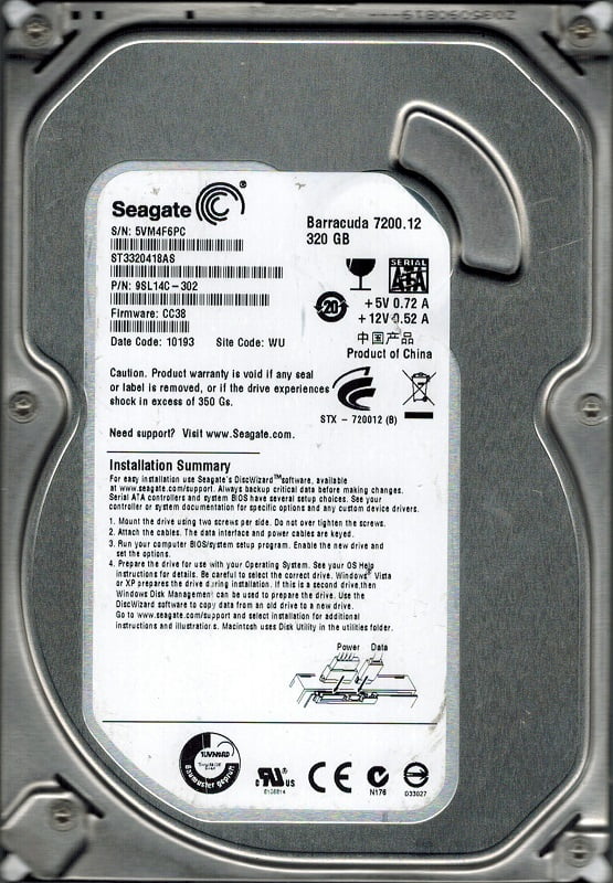 Seagate ST3320418AS P/N: 9SL14C-302 F/W: CC38 WU 320GB - Walmart.com