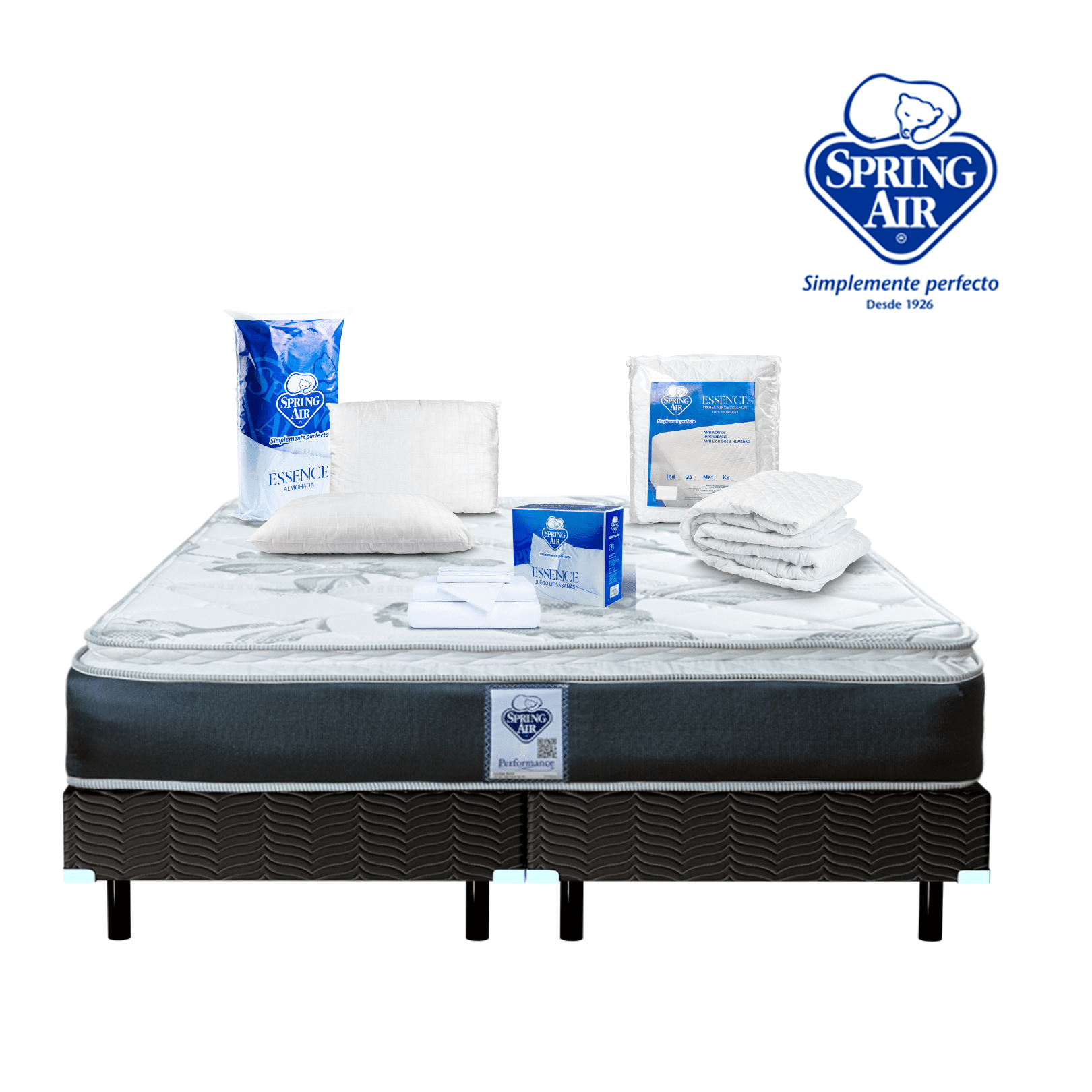Paquete Colchon King Size + 2 Almohadas + Box + Cubre Colchon + Sabanas ...
