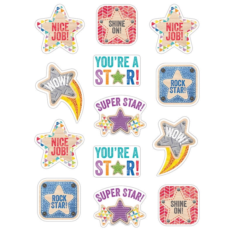 (12 Pk) Star Reward Stickers Upcycle Style - Walmart.com