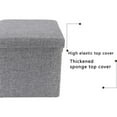 12 Inch Linen Storage Ottoman Cube, Collapsible Footrest Stool with ...