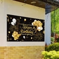 Birthday Banner Backdrop Decoration Large Black Gold Party Sign Poster ...