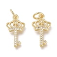 Brass Micro Pave Clear Cubic Zirconia Charms with Jump Rings Long ...