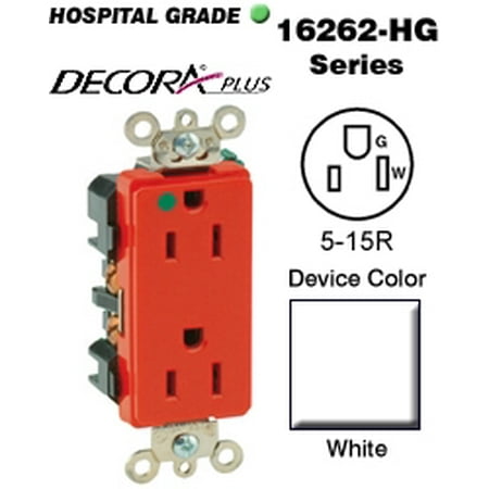 Leviton 16262-HGW 15 Amp, 125 Volt, Decora Plus Duplex Receptacle ...