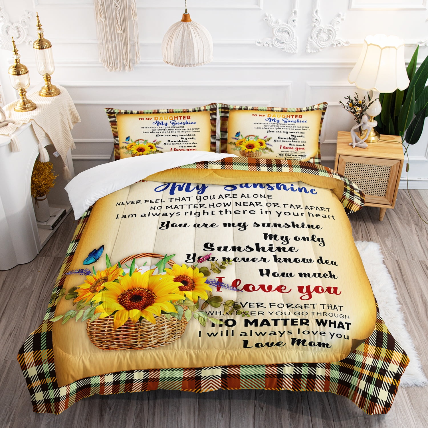 Hosima 3-Piece 3D Digital Comforter With Alphabetic Patterns, Adult And ...