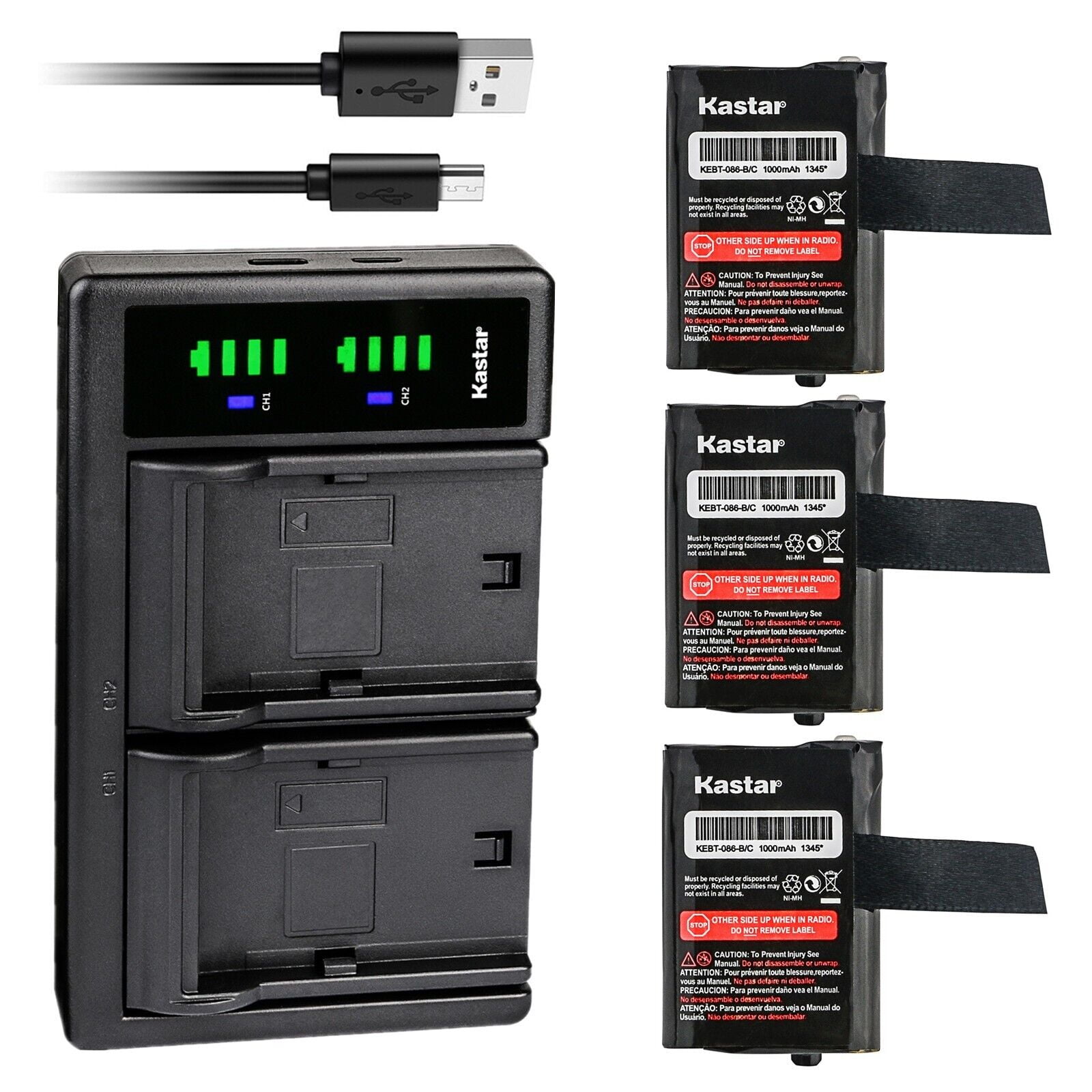 Kastar 3-Pack M53617 Battery and LTD2 USB Charger Compatible with Motorola TLKR T40 TLKR T41 ...