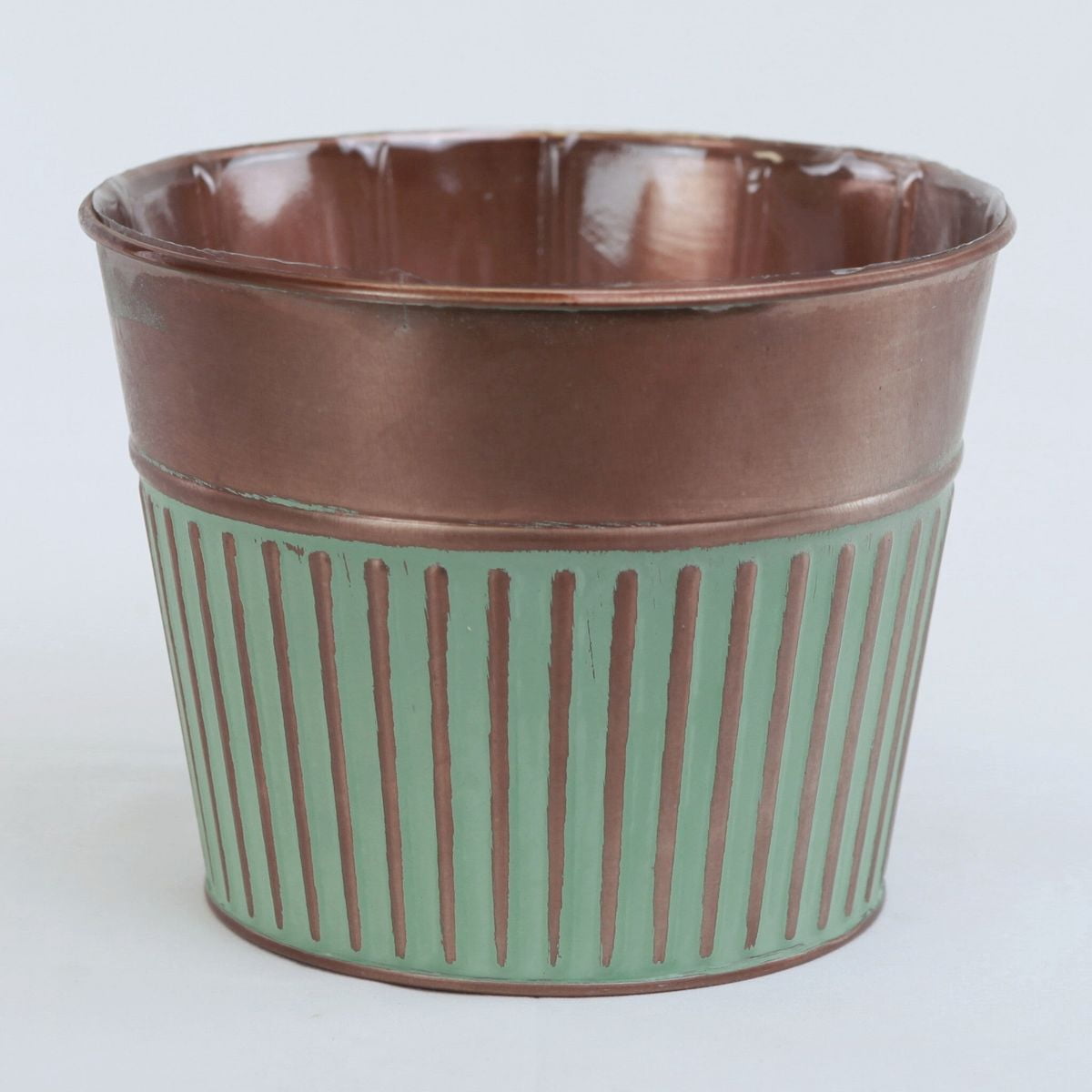 Bucket Shape Bronze And Green Ribbed Planter - Walmart.com