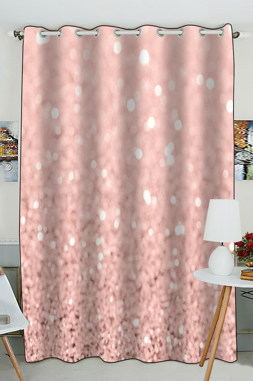 ECZJNT Rose Gold Glitter Bokeh Blackout Window Curtain Drapery Panels ...