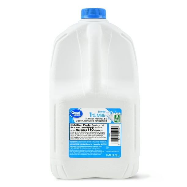 Great Value 1% Low-Fat Milk, 128 Fl Oz - Walmart.com - Walmart.com