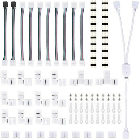 Strip Connectors, LED Light Strip Connector Kit, with 4 Pin Male Connectors L Shape LED ...
