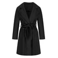 Aellinatey Womens Coat Lapel Collar Open Front Belted Long Jacket ...