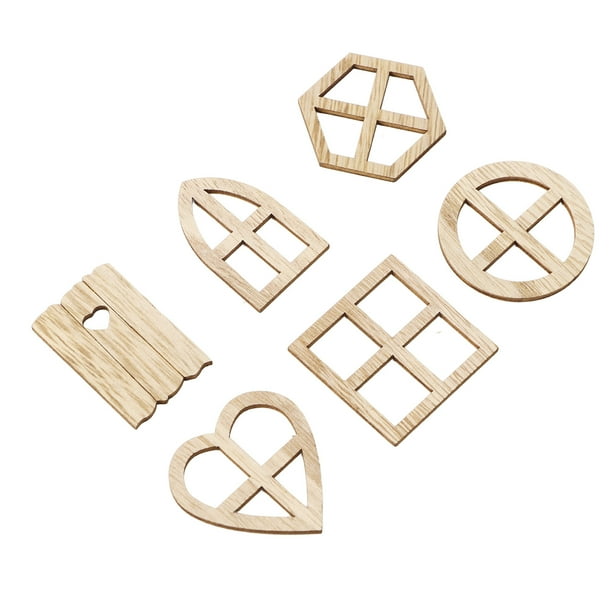 Unfinished Wooden Cutouts,100pcs Wood Window Cutouts Wooden Window ...