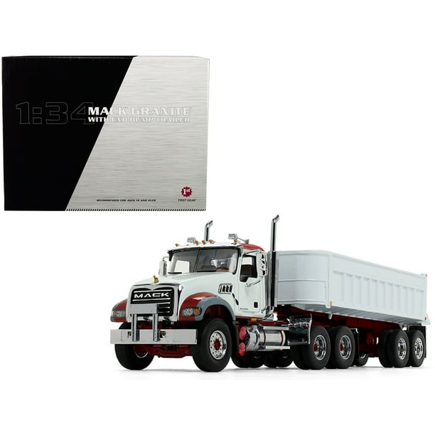 Mack Granite MP with End Dump Trailer White 1/34 Diecast Model by First ...