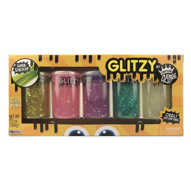 Compound Kings 5 Pack Cannisters of Multicolor Glitzy Slime - Walmart ...