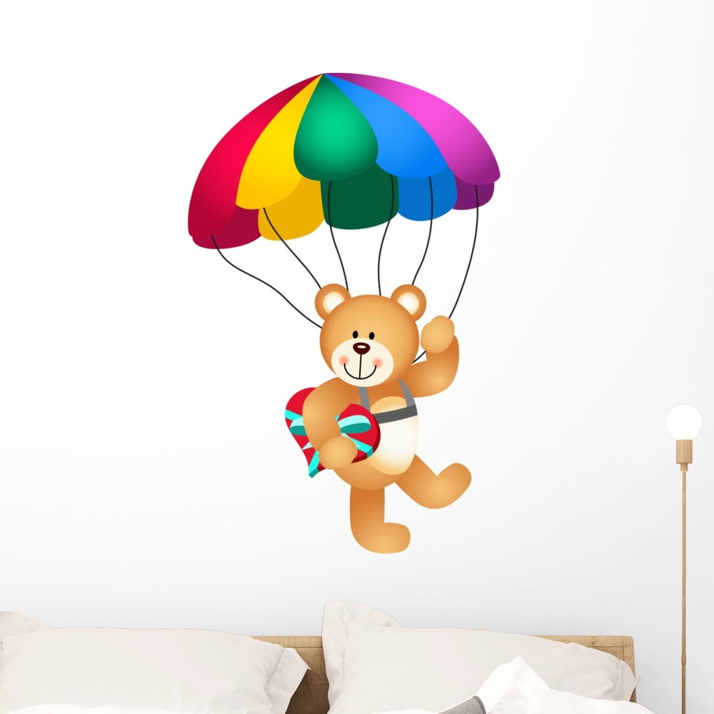 Teddy Bear Parachute H)olding Wall Mural Decal by Wallmonkeys Vinyl ...