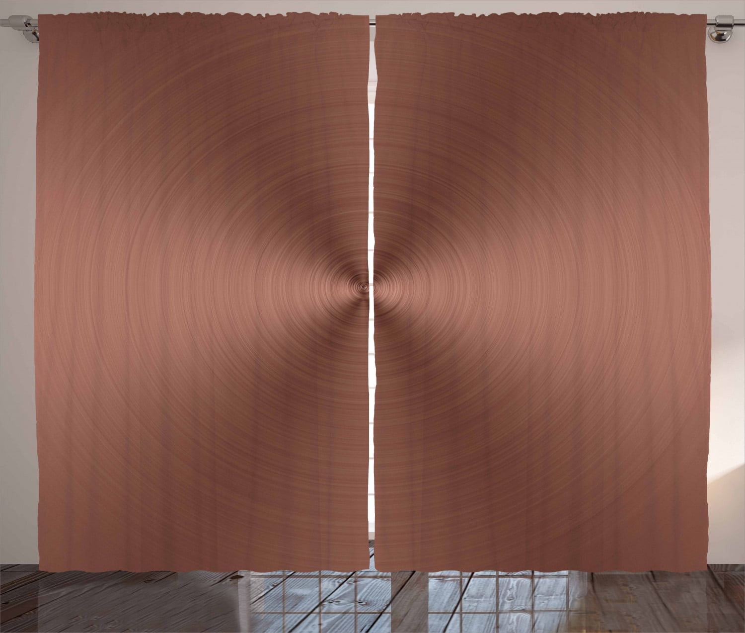 Copper Decor Curtains 2 Panels Set, Circle Copper Steel Texture ...