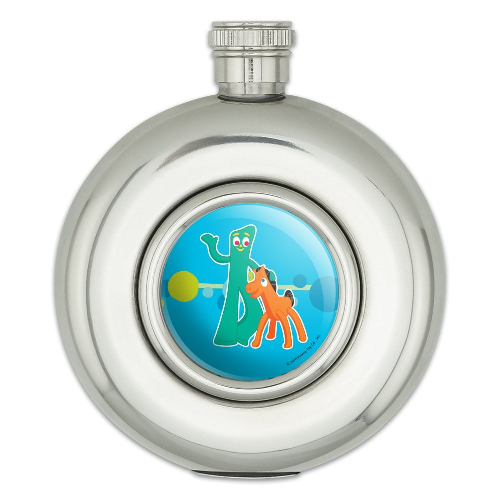 Gumby Pokey Bendy Buddies BFFs Round Stainless Steel 5oz Hip Drink ...