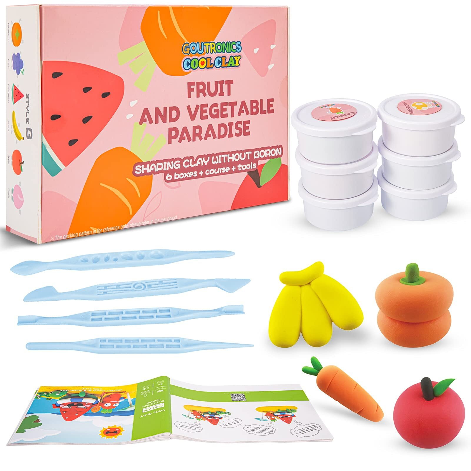 DYeasy Modeling Clay Kit, Fruits or Vegetables DIY Air Dry Magic Clay ...